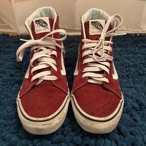 Vans | Shoes | Burgundy Red High Top Vans | Poshmark